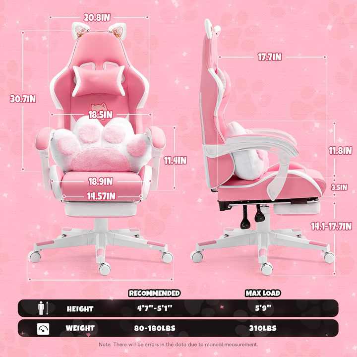 Muestra gratis Pink Kitty Gaming Chair Hellos Pink White Leather Home ...