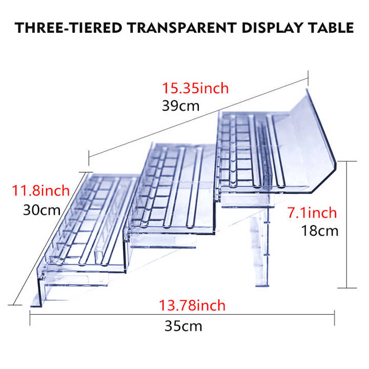 Supermarket Transparent Three Staircase Display Table Glass Display ...