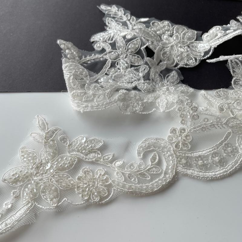 Fancy White Cord Embroidery Beaded Lace Trim for Bridal Dress| Alibaba.com