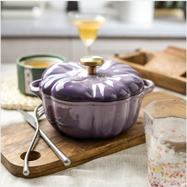 Pumpkin Shape Stew Pot With Lid Enamel Cookware Cast Iron Casserole ...