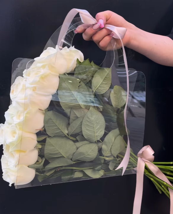 Transparent Plastic Flower Bouquet Packing Carrier clear Pvc Bag ...