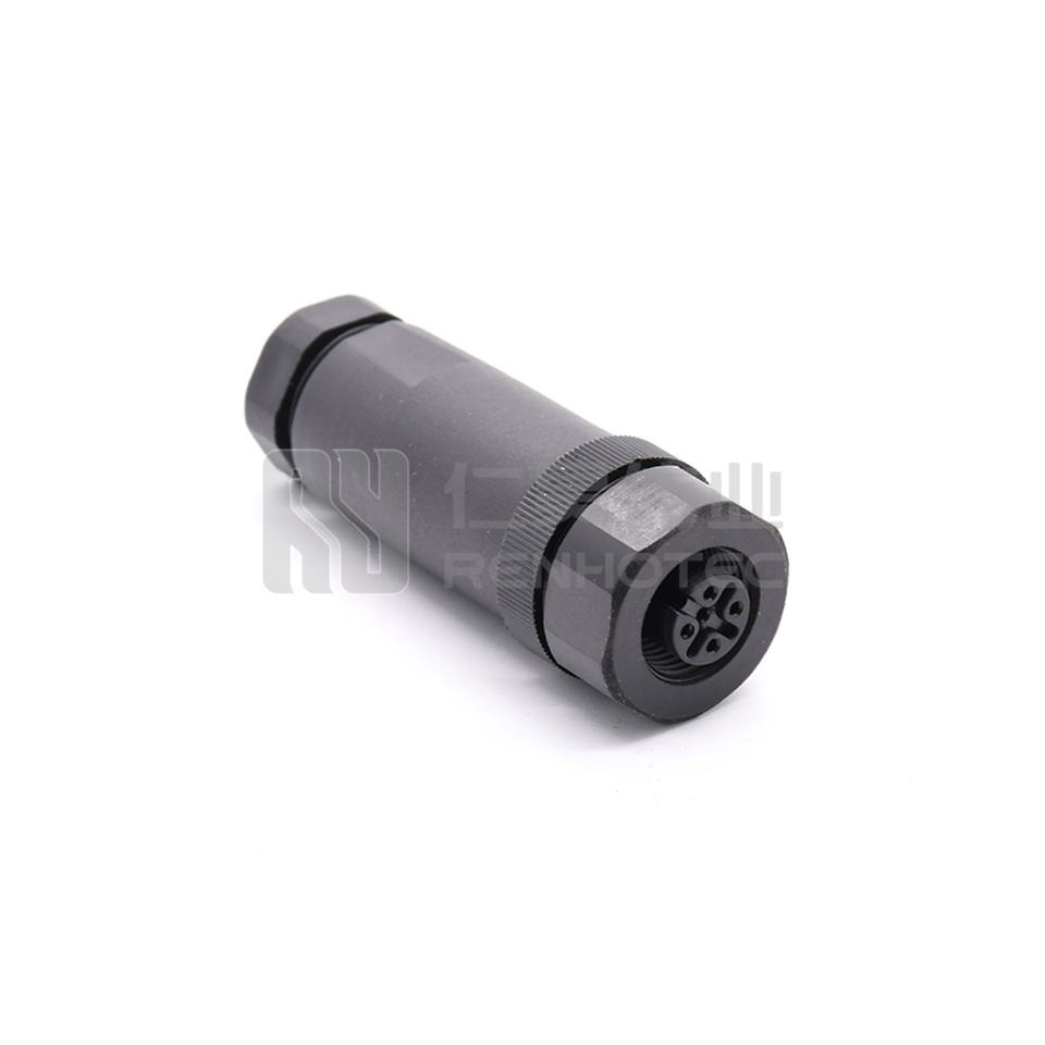 M12 5 Pin A Code Female Waterproof IP67 Industrial Screw Locking 90 ...