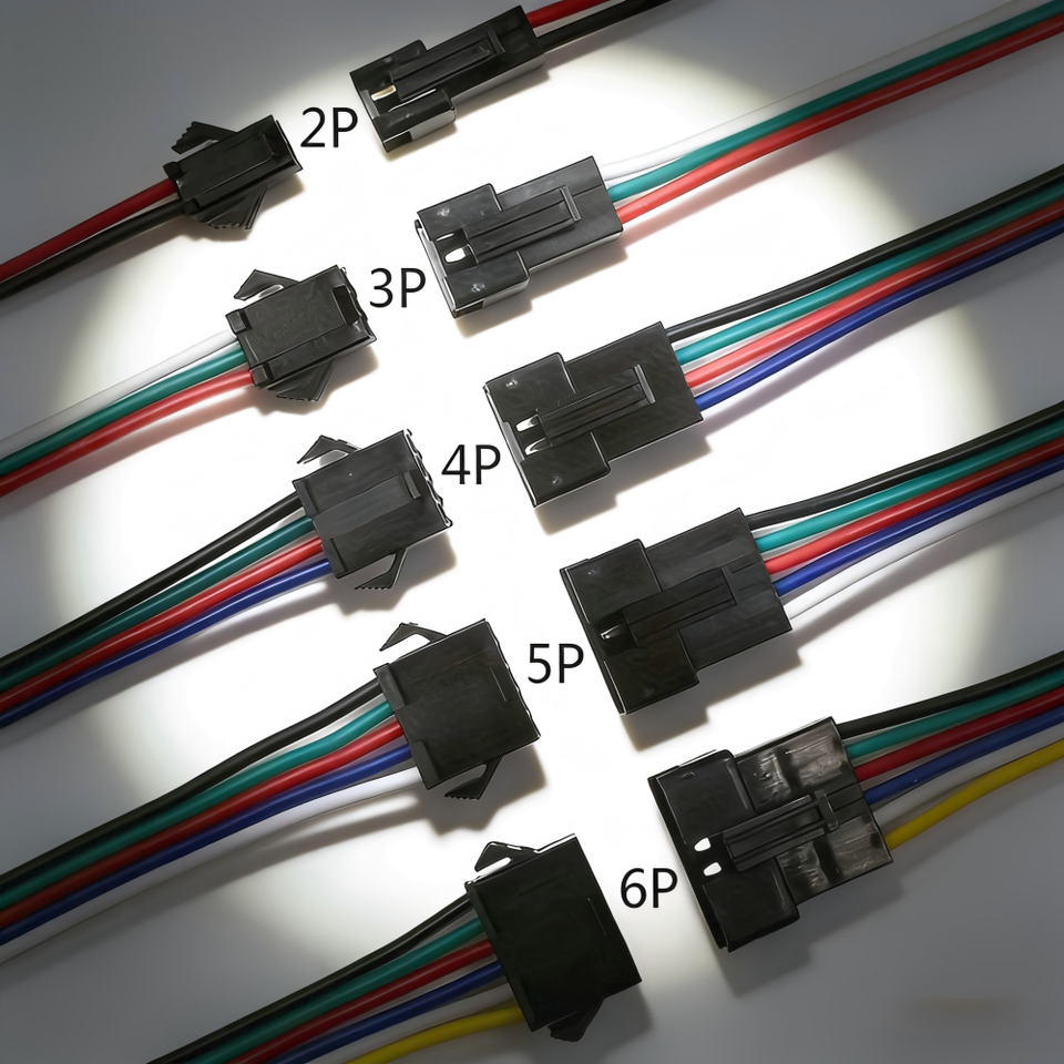 JST SM 3-Pin LED Light Male/Female Plug Tin Plated Copper Conductor ...