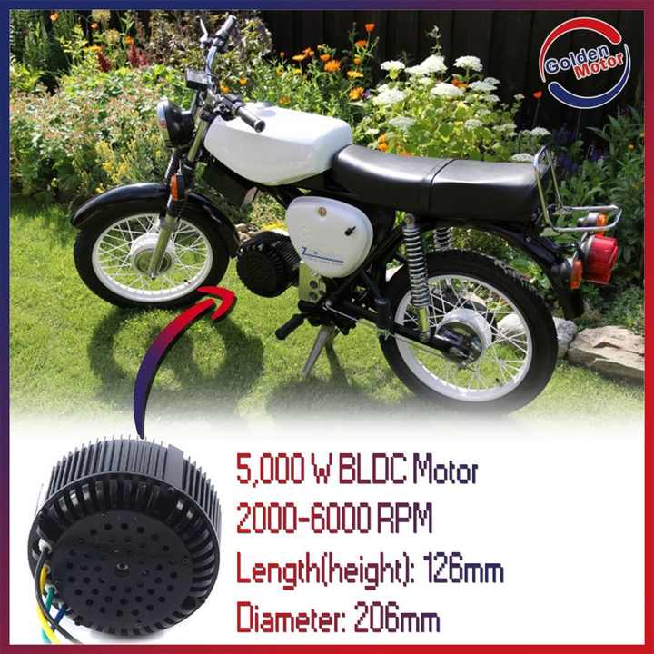 48V 72V 5KW BLDC PMSM Electric Motorcycle Motor Kit from Golden Motor