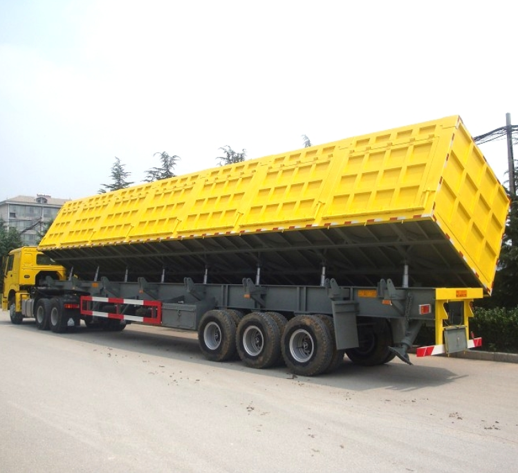 Triple 3 axle tractor side dump tipper trailer truck semitrailer russia ...