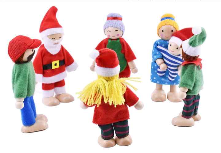 Wooden Doll House People of 7 Figures, Dolls Family Set for Girls ...