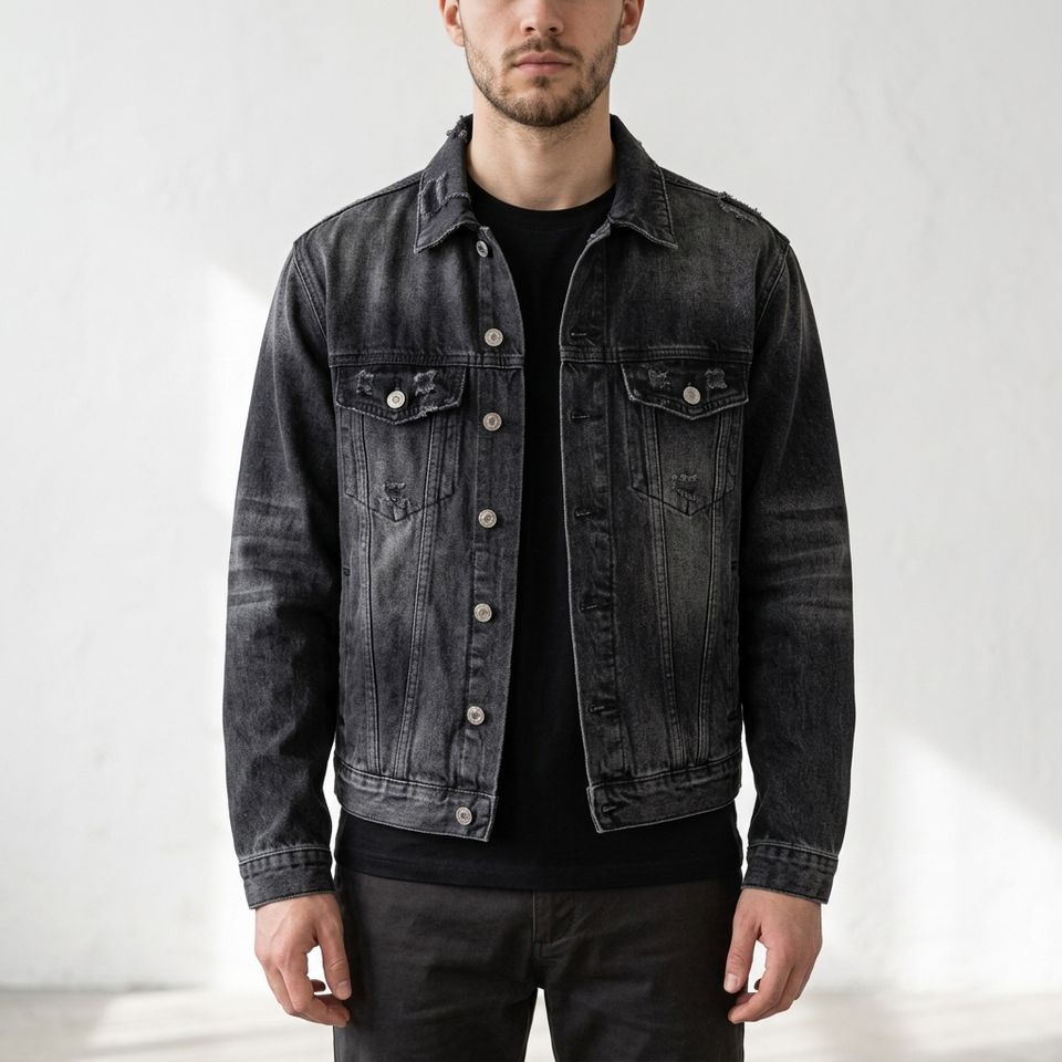 High Quality Eco-Friendly Men's Winter Casual Distressed Denim Jacket ...