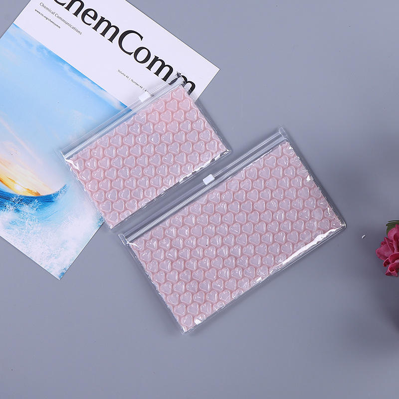 Multi-color Pastel PVC Bubble Zipper Bag Heart Embossed Shockproof ...