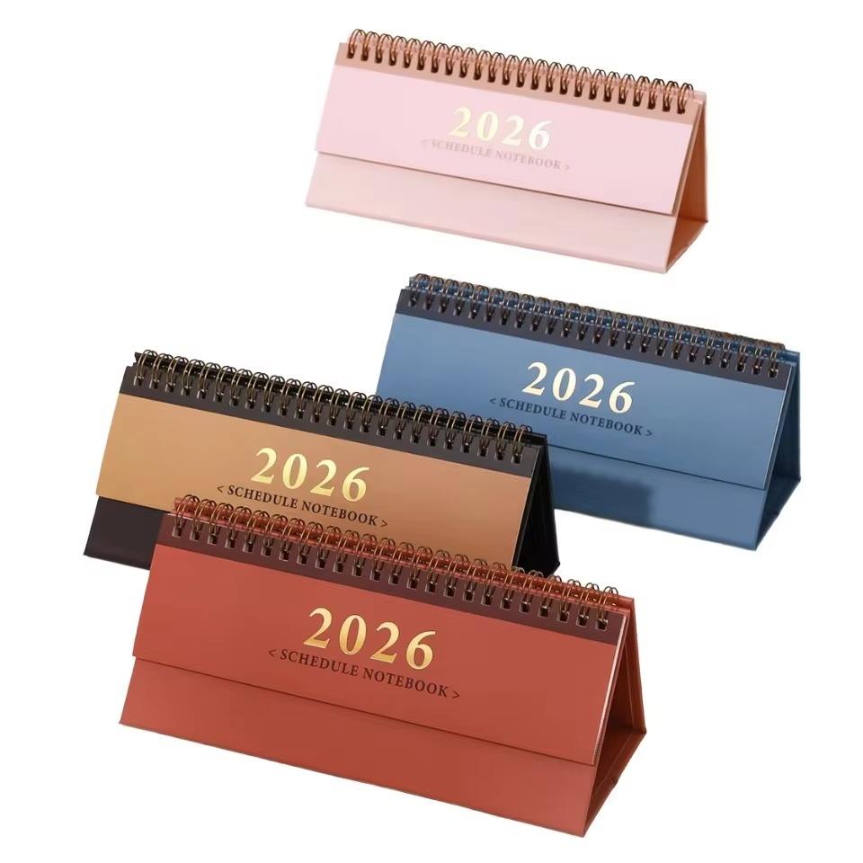 Sleek 2026 Mini Desk Calendar Twin Wire Binding Standing Digital ...