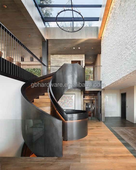 GAOBO Building Super Economy Solid Wood Tread Residential Steel Railing ...