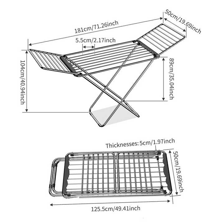 Extendable Collapsible Fordable Steel Drying Rack Clothing 2-Level ...