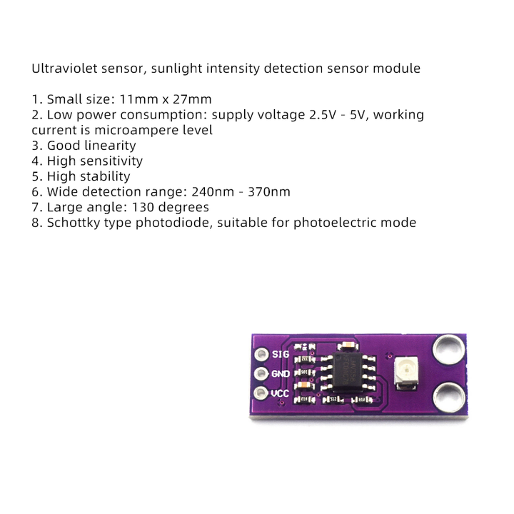 CJMCU-GUVA-S12SD Ultraviolet Sensor Light Sensor 240nm-370nm sunlight ...