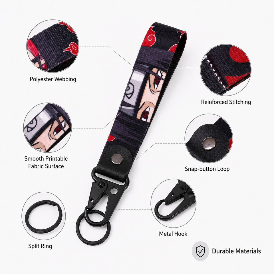 Custom Logo Polyester Wrist Strap Keychain Portable Short Lanyard for ...