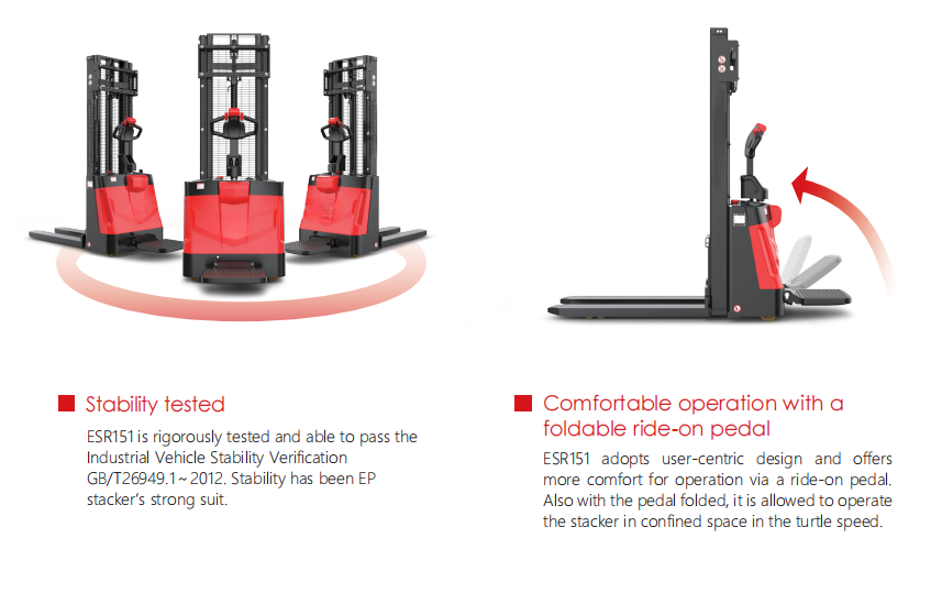 YCMG Factory Electric Stacker Forklift 1.5ton 2ton 3M Lift Height ...