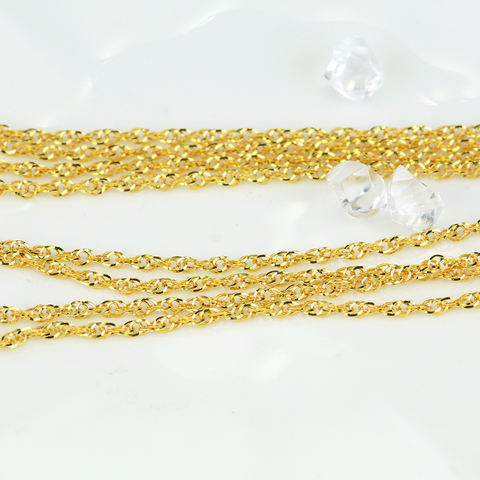 9k Real Gold Plated Rope Chain 2mm Men Chain Necklace Women Chains 16 ...