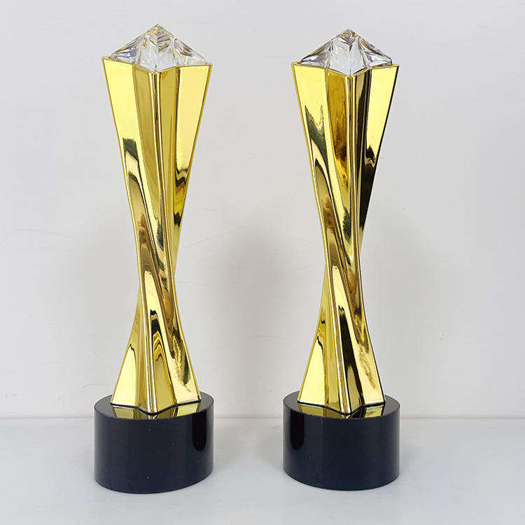New Gold Silver Bronze Resin Tower with Diamond Crystal Trophy Award ...