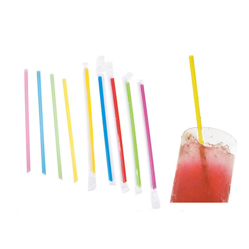 PLA Straight Straw 6*210mm Individually Paper Wrapped Different Color ...