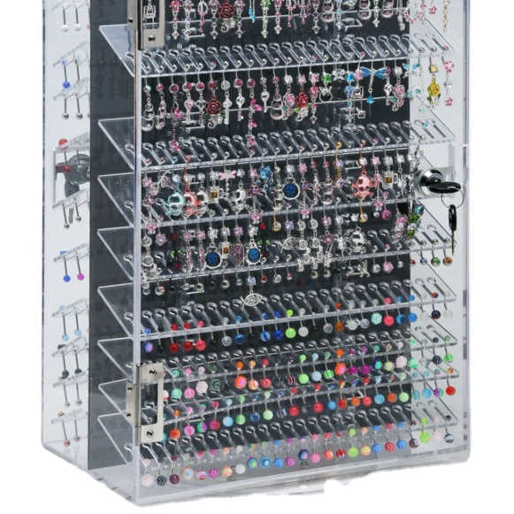 Rotating Clear Portable Body Jewelry Display Case - Holds 500 Piercings