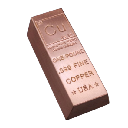 999 Pure Copper Bullion Bar - 1 Pound Ingot for Souvenirs