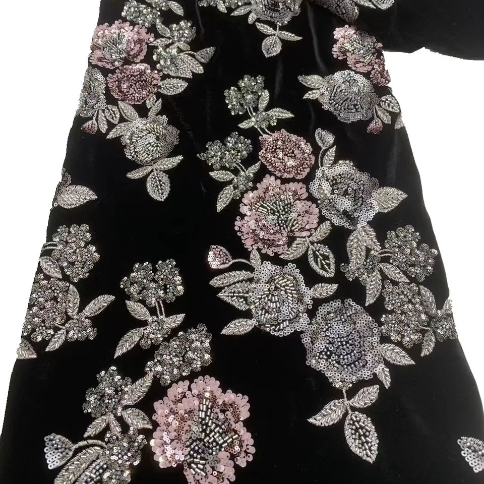 2025 Dubai Lace United Arab Emirates Luxury Lace Fabric Handmade Black ...