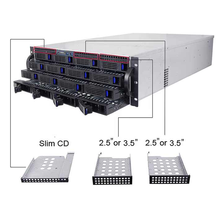 3U Rackmount Server Chassis with 16 Bay Hot-Swappable SATA/SAS Drive Bay