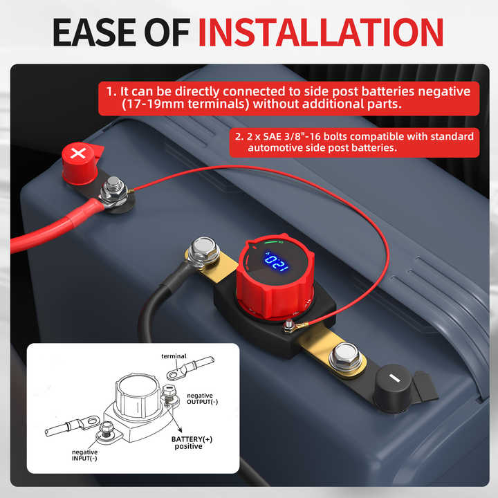Car DC 12-48V Master Isolator Battery Cut Off Kill Switch Top Post ...