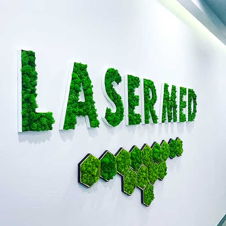 Custom Green Wall Logo Decor - Vertical Moss Art Sign