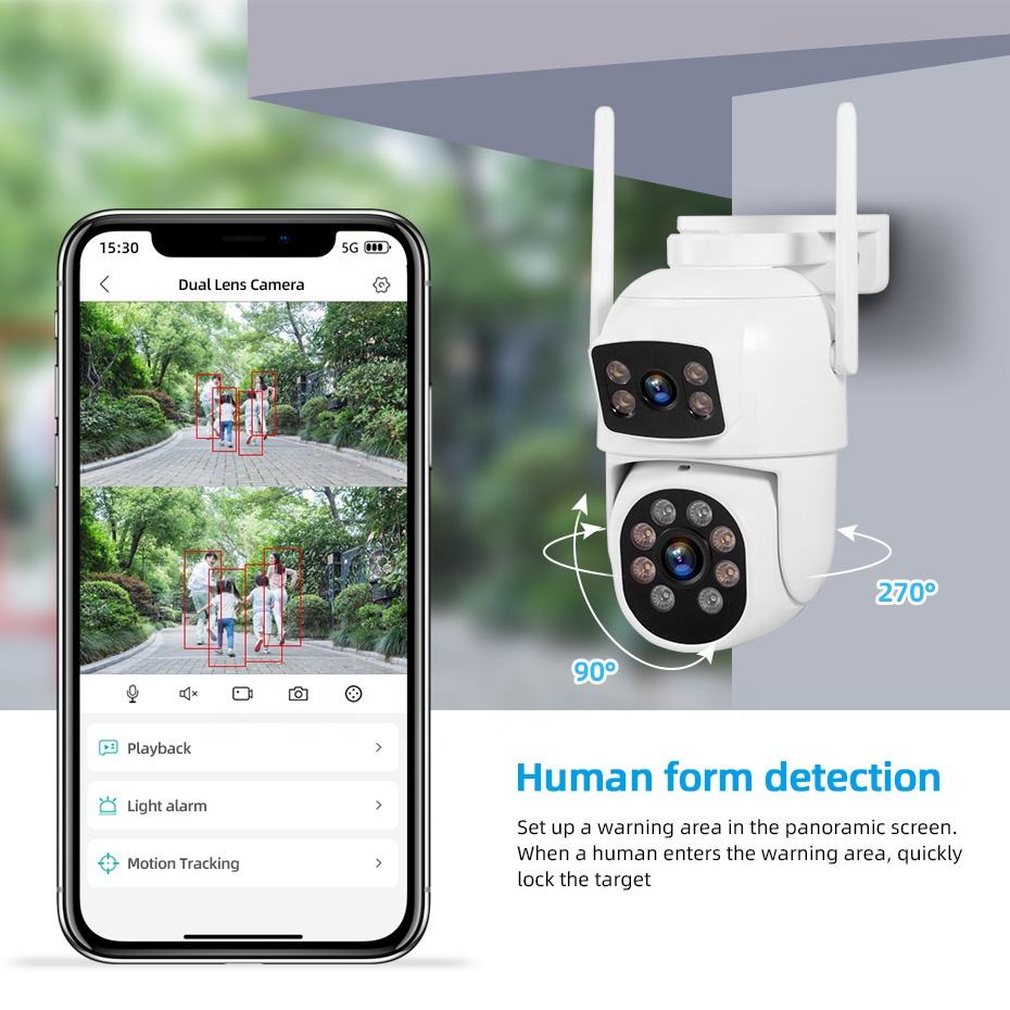 6MP Dual Lens Outdoor Camera - Night Vision & Motion Tracking
