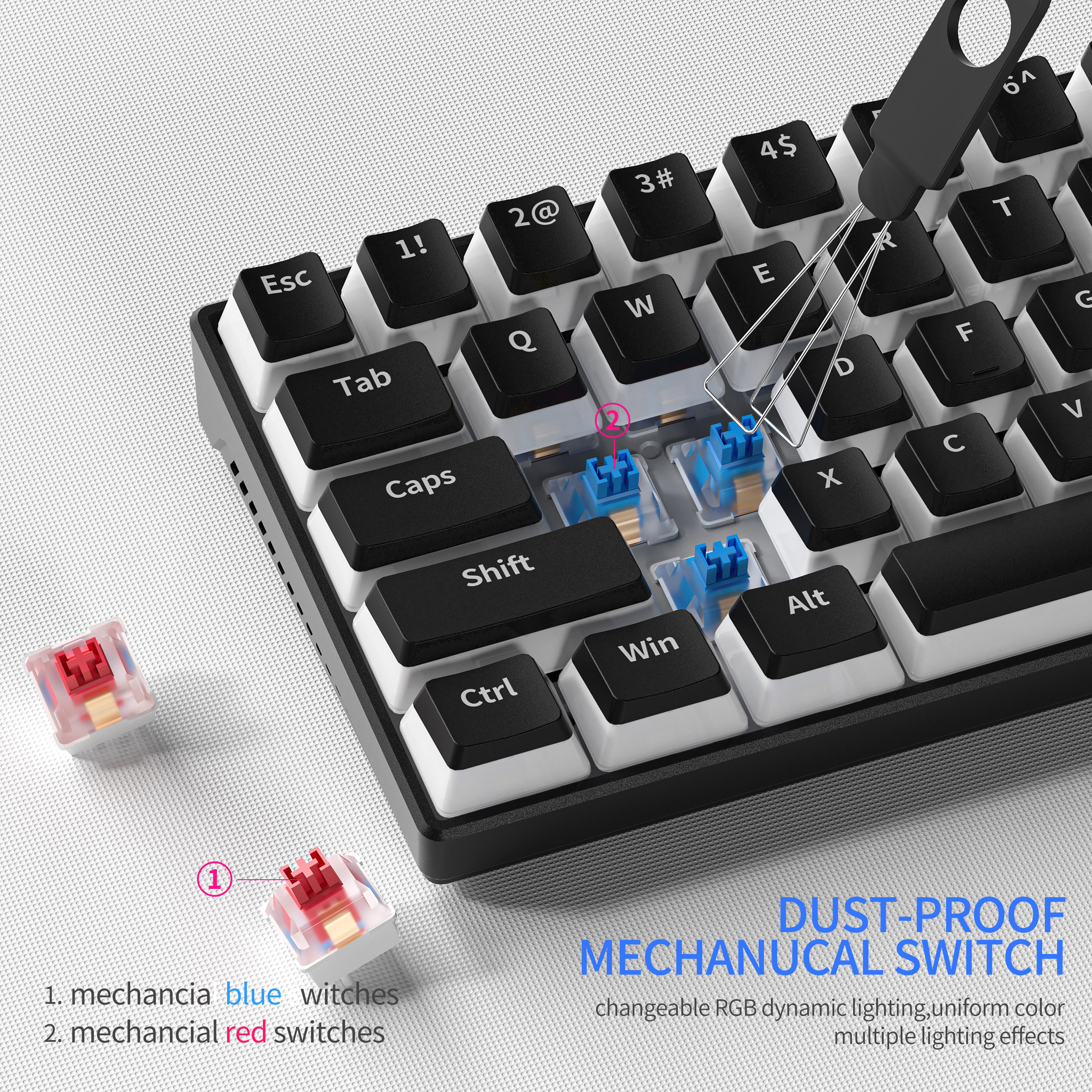 Wholesale Wireless Gaming Mechanical Keyboard Rgb Mini Custom Keyboard ...
