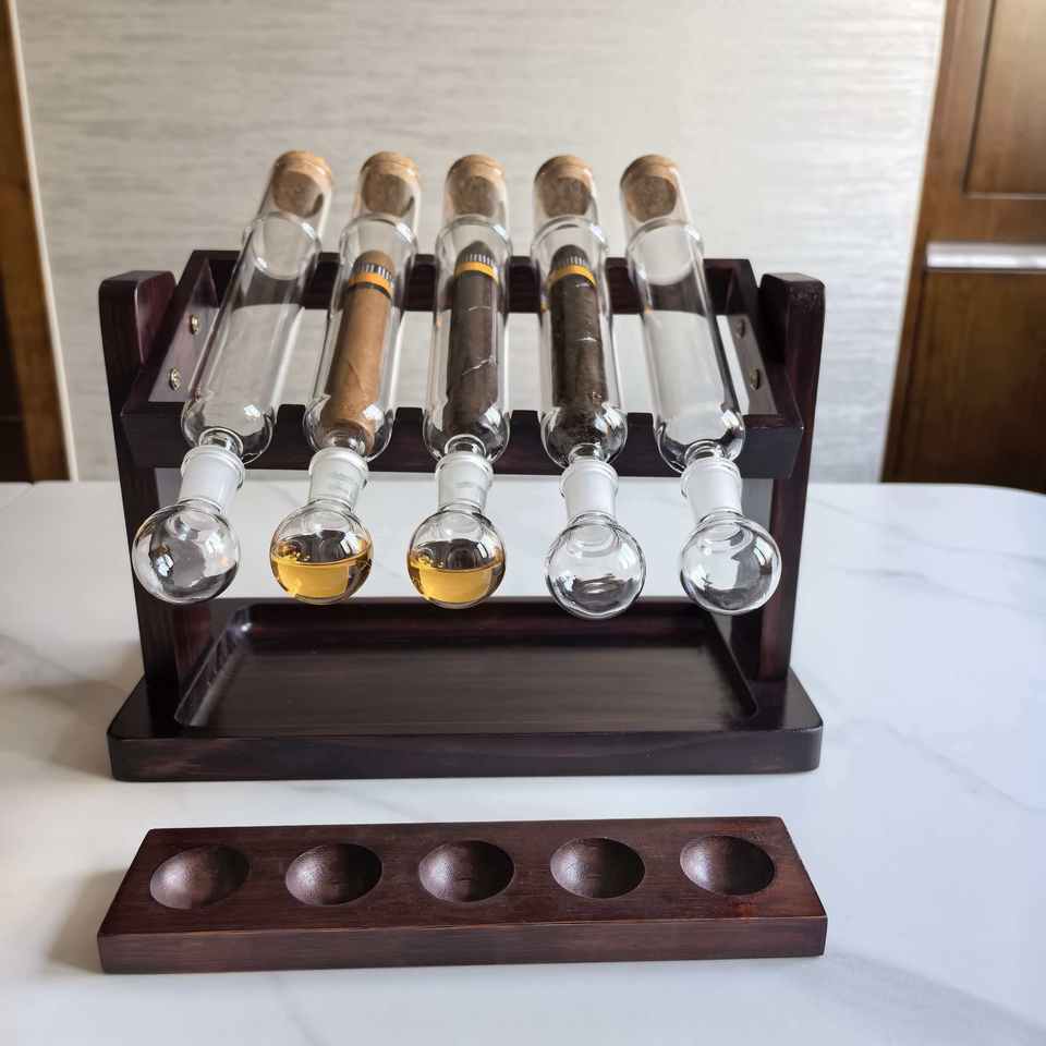 5 Cigars Glass Infuser Tube Cigar Flavor Display Stand Cigar Gifts ...