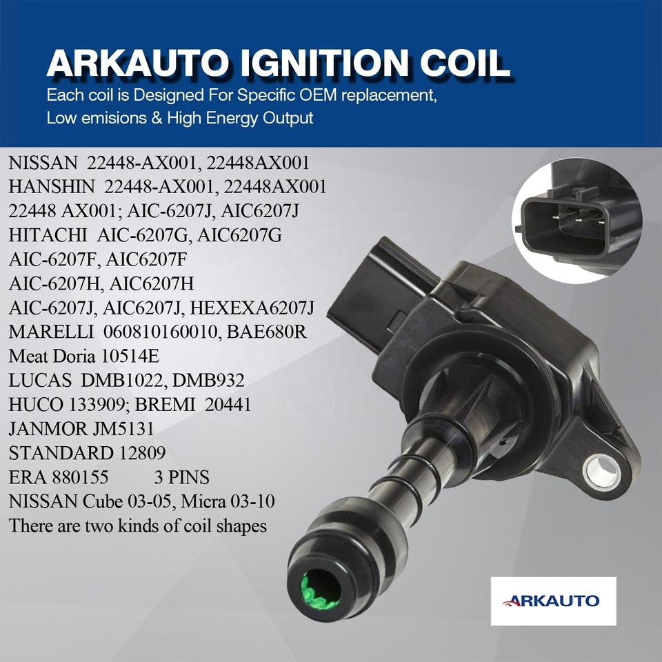 ARKAUTO Ignition Coil Packs 22448-AX001 AIC-6207J UF702 for NISSAN ...