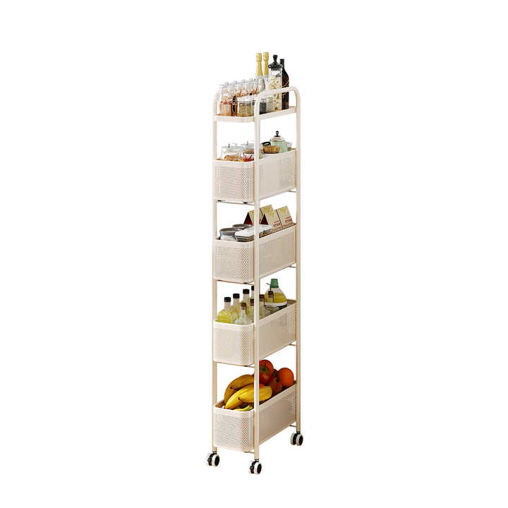 Space-Saving Slide Out Slim Trolley Multifunctional 3 Tier Rolling ...