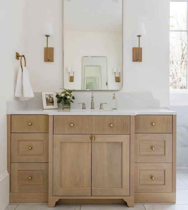 Vermont Mounted Solid Oak Wood Inset Bathroom Vanity With Mirror ...