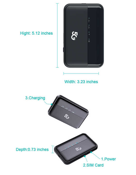 DNXT M3A Mobile Wifi 6 5G LTE Dual Sim Card Slots Router Portable Modem ...