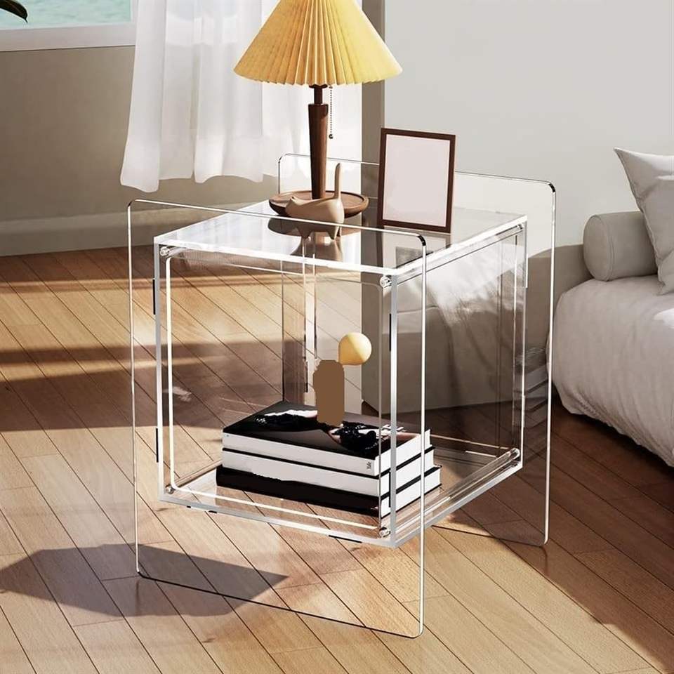 Transparent Acrylic Square Standing Side Table Modern Minimalist Living ...