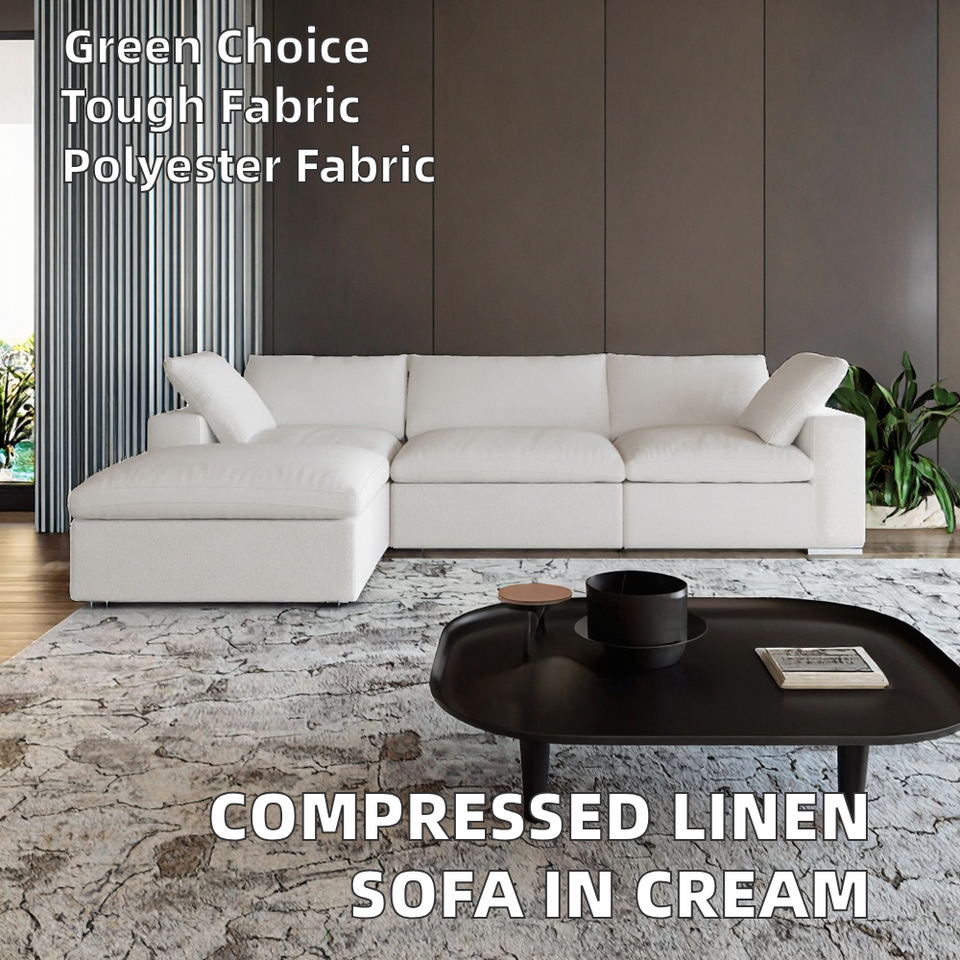 Sofaloud-Shaped Sectional Sofa French Cream Style with Vacuum ...