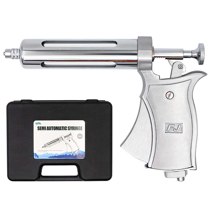 50ml Semi-Automatic Veterinary Syringe Continuous Adjustable Vaccine Injector Animal Injection ...