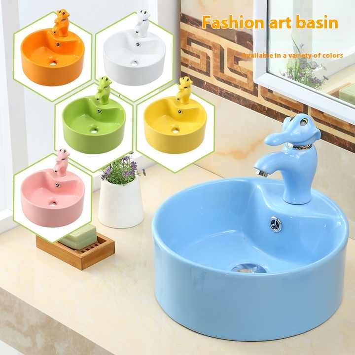 Small Size Round Ceramic Wash Basin for Kindergarten Children
