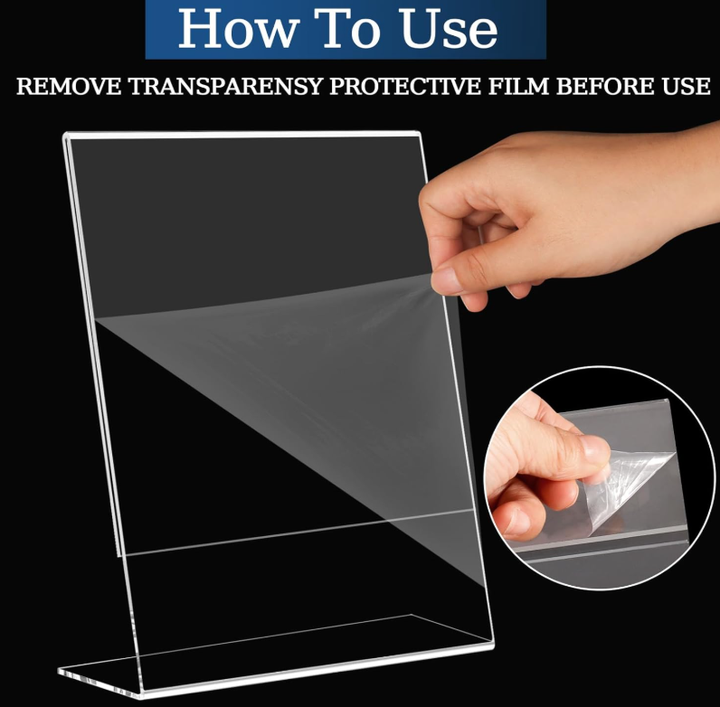 8.5 X 11 Inch Acrylic Logo Stand Transparent Plastic L-Shaped Vertical ...