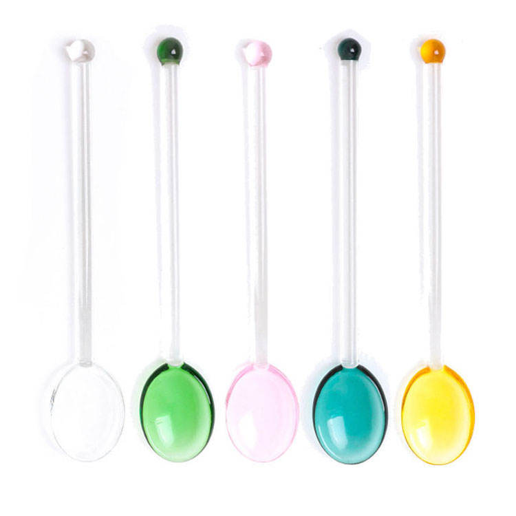 6.1 Inch Cute Glass Stirring Spoon Rod Mirror Polished Coffee Teaspoons ...