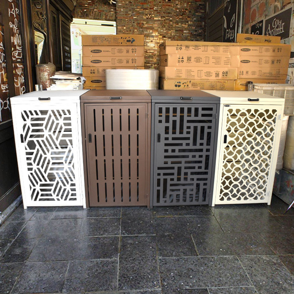Galvanized Steel Lockable Wheelie Bin Shed Custom Floor-Standing Trash ...