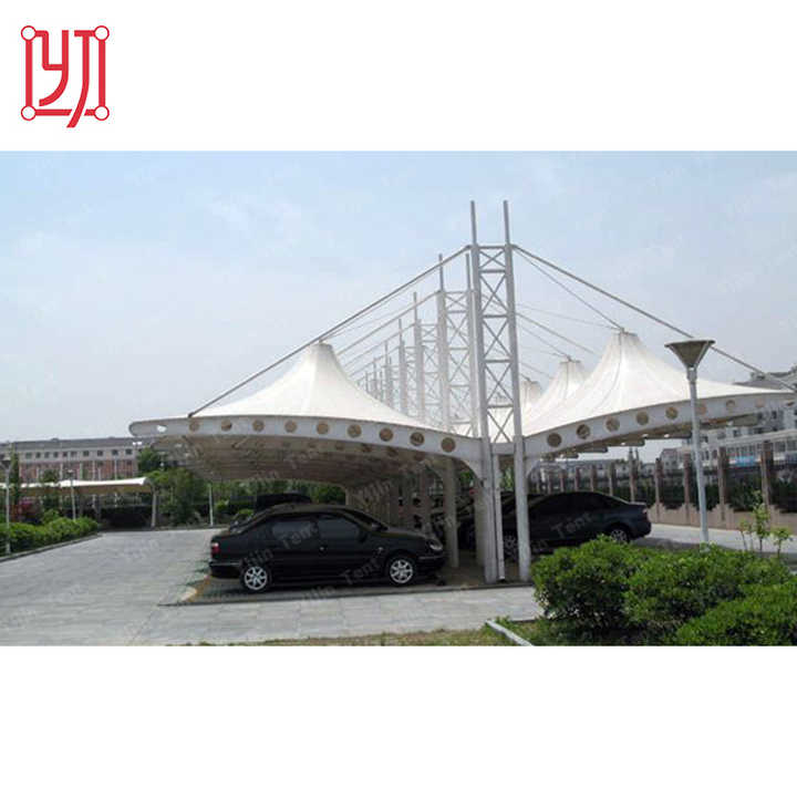 Architectural PVDF PTFE Car Park Tensile Membrane Structure