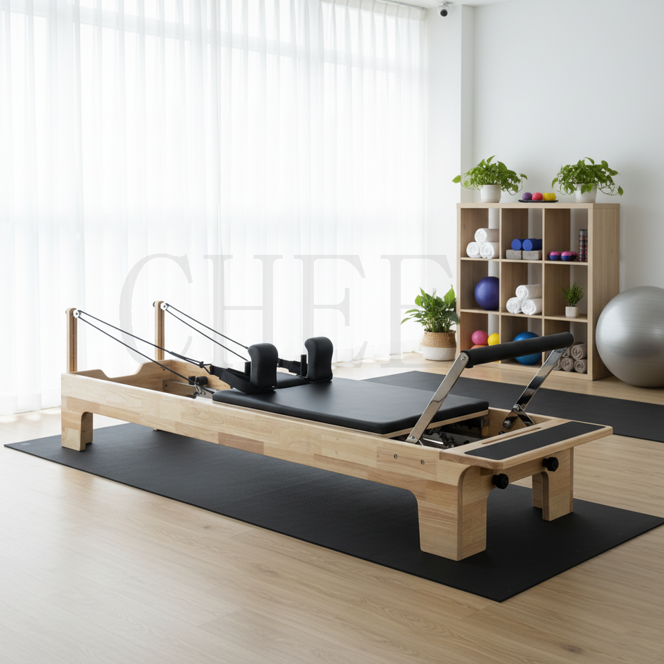 Cheer Professional Oak Pilates Reformer with Solid Frame Structure and ...