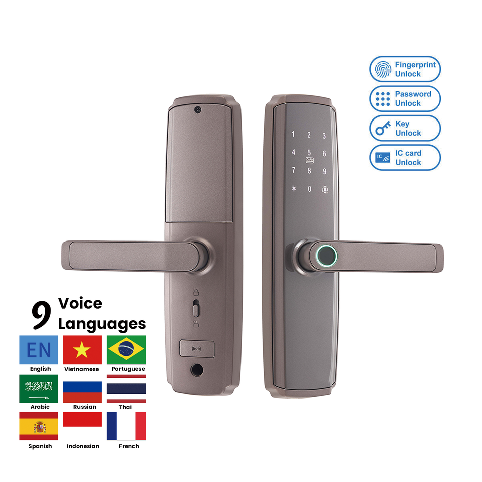 New Design Brown Keyless Fingerprint Scan Card Password Key SmartLock ...