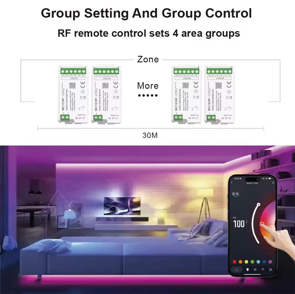 C103W Mash Group Sync Tuya Smart WiFi RGB Night Light 12V 24V COB ...