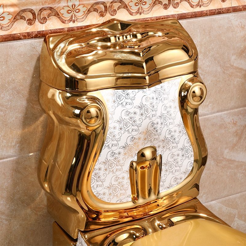 Royal Extreme Luxury Golden Ceramic Toilet - Floor Mounted, Dual-Flush ...