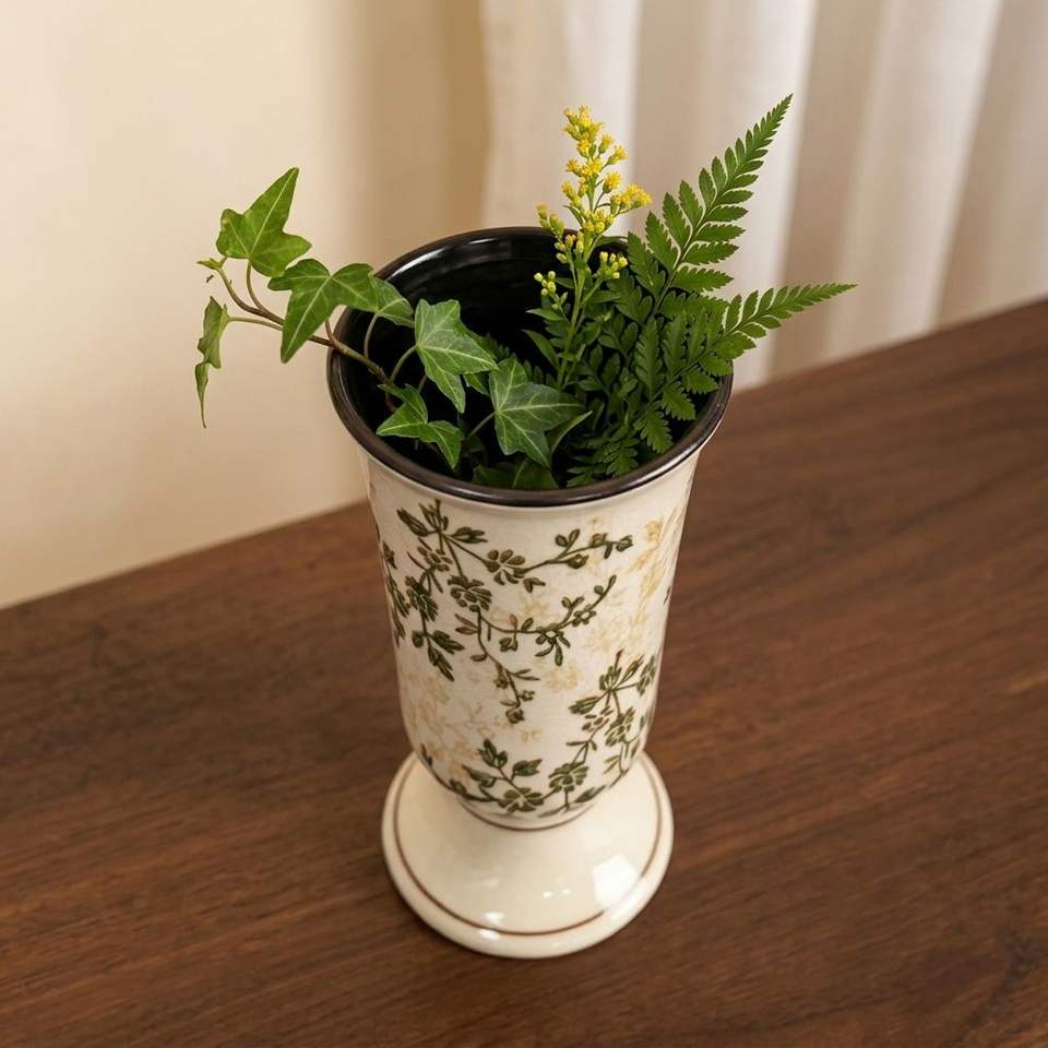 Retro French Style Hand Painted Flower Pattern Ceramic Vase Creamy ...