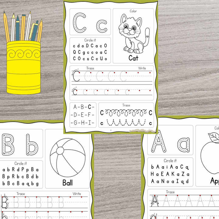26 Alphabet Tracing Worksheets - Preschool Writing Book