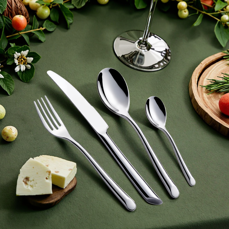Craftsman Mirror Polish Stainless Steel Cutlery Set with Oval Thin ...