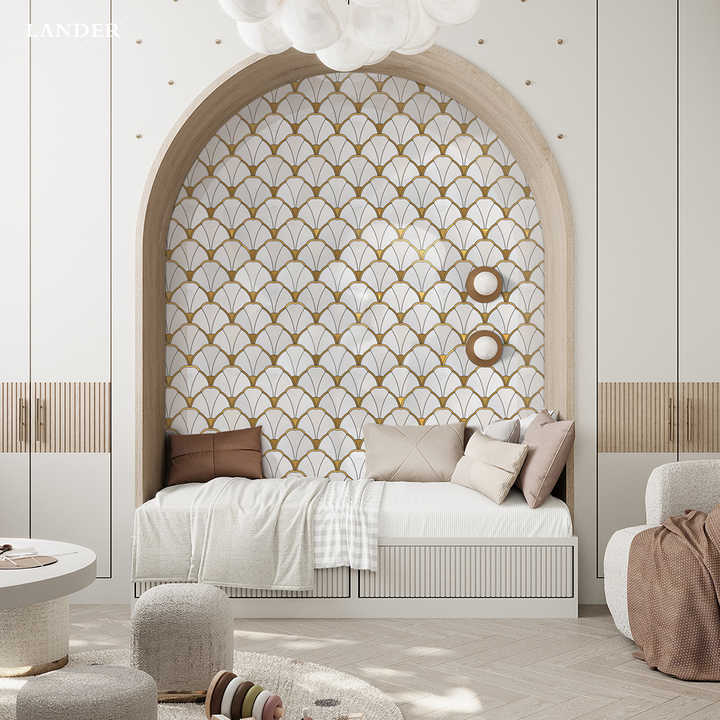 Lander Stone Waterjet Marble Mosaic Tiles for Bathrooms